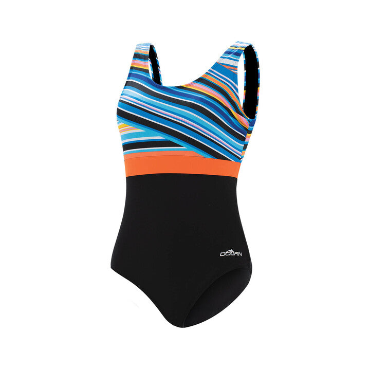 Aquashape Women's Wanderlust Color Block Moderate Scoop Back One Piece ...