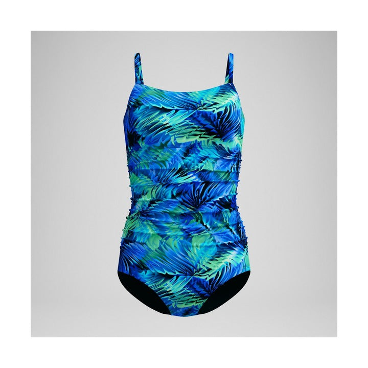 Speedo Women's Adjustable Print Shirred One Piece Swimsuit