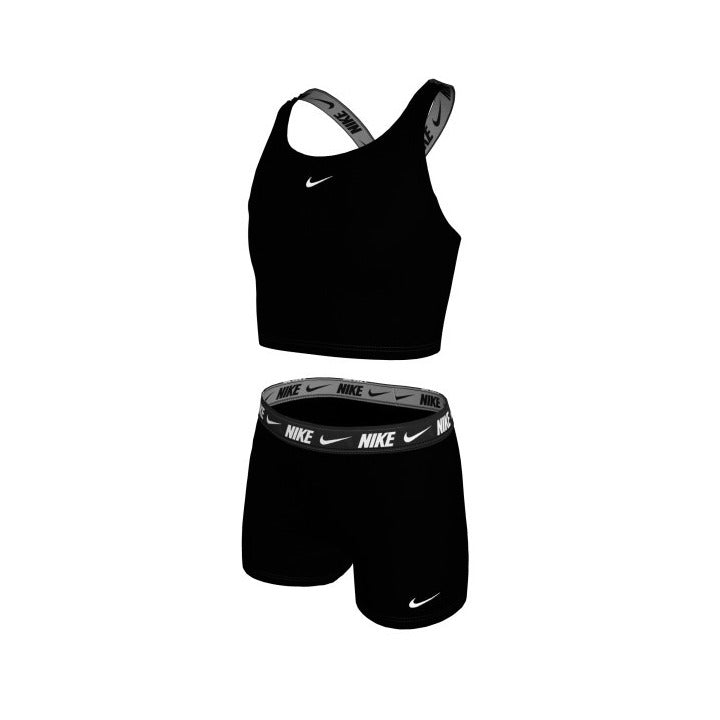 Nike Big Girls' Swim Logo Tape Crossback Midkini & Short Set