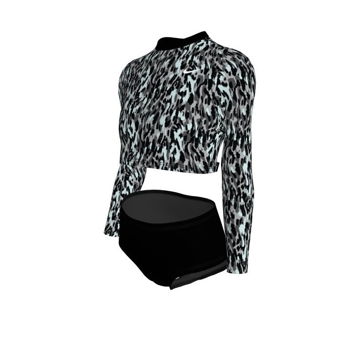 Nike Big Girls Swim Running Wild Long Sleeve Crop top and High Waist S