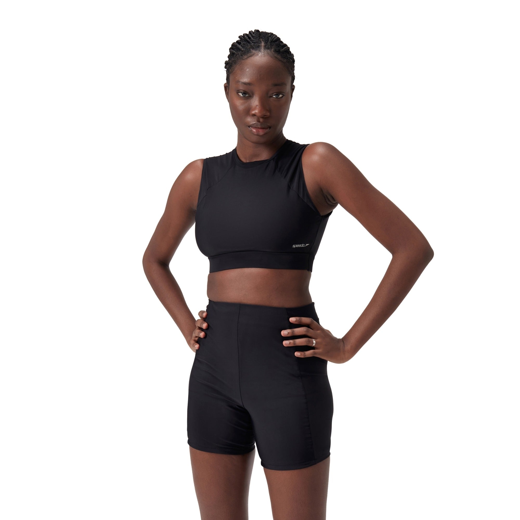 Speedo Women's Short Sleeve Mesh Crop Top